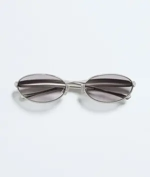Bottega Veneta Sardine Oval Sunglasses Silver/grey