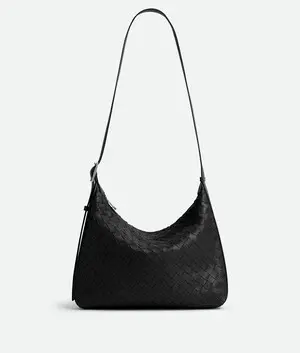 BOTTEGA  VENETA Intrecciato Deer Leather Small Hobo Bag - Black