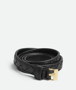BOTTEGA  VENETA Thin Woven Belt - Black