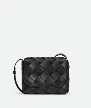 BOTTEGA  VENETA Intreccio Smooth Leather Diago Cross-body Bag - Black