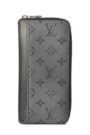 LOUIS VUITTON Silver Taigarama Zippy Vertical Wallet Silver