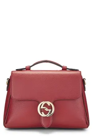 Gucci Grained Leather Handbag With Interlocking Gg Logo