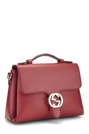 Gucci Grained Leather Handbag With Interlocking Gg Logo