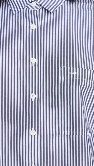 ALEX MILL Striped Paper Poplin Shirt - Navy/white