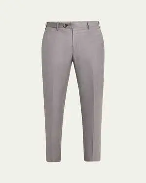 Giorgio Armani Wool Flat-front Trousers - Grey