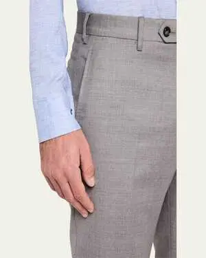 Giorgio Armani Wool Flat-front Trousers - Grey
