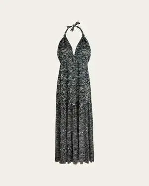 Vilebrequin Pearl Devore Tiered Maxi Dress - Noir