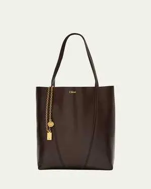 Chloé Spin Medium Leather Tote Bag - Kohl Brown