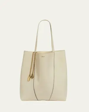 Chloé Spin Medium Leather Tote Bag - Sweet Beige