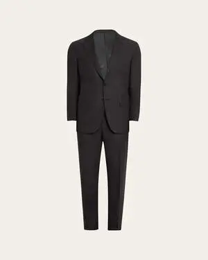 Kiton Solid Wool-silk Suit - Gry