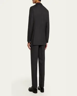 Kiton Solid Wool-silk Suit - Gry
