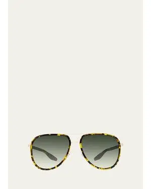 Barton Perreira Cani Aviator Sunglasses - Green