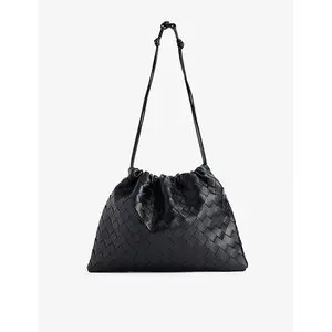 Bottega Veneta Leather Shoulder Bag - Black-gold
