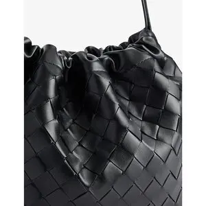 Bottega Veneta Leather Shoulder Bag - Black-gold