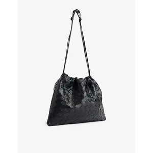 Bottega Veneta Leather Shoulder Bag - Black-gold