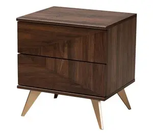 BAXTON STUDIO Graceland Walnut Brown Wood Night Stand - One-color