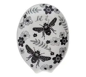 KARMA GIFTS Karma Boho B&w Ceramic Spoon Rest - One-color