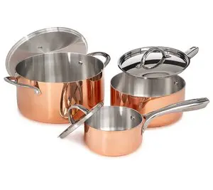 BERGHOFF Vintage 6pc Tri-ply Copper Cookware Se T With Lids - One-color