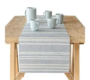 OVERANDBACK Over&back 18x90 Reversible Striped Table Runner Waterproof - One-color