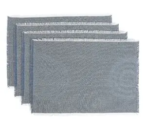 OVERANDBACK Over&back Set Of 4 Woven Frayed Chambray Placem Ats-100% Cotton - One-color