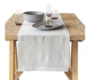 OVERANDBACK Over&back Washed 100% Linen Table Runner Mach Ine Washable - One-color