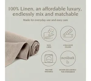 OVERANDBACK Over&back Washed 100% Linen Table Runner Mach Ine Washable