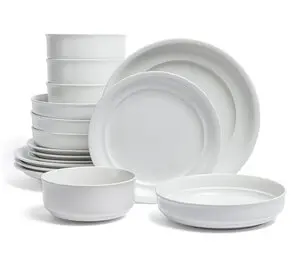 OVERANDBACK Over&back Rimmed 16-piece Semi-matte Stoneware Innerware Set - One-color