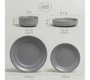 OVERANDBACK Over&back Rimmed 16-piece Semi-matte Stoneware Innerware Set