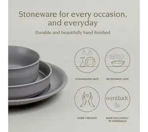 OVERANDBACK Over&back Rimmed 12-piece Semi-matte Stoneware Innerware Set