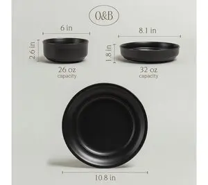 OVERANDBACK Over&back Rimmed 12-piece Semi-matte Stoneware Innerware Set