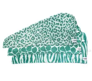 TURBIE TWIST Set Of 3 100% Cotton Safari Print Hair Towels - One-color