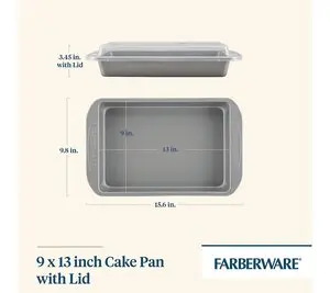 FARBERWARE Nonstick Bakeware Rectangular Covere D Cake Pan 9x13