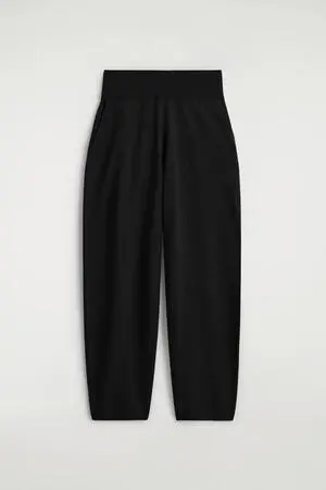 Cos Merino Wool Barrel-leg Pants - Black