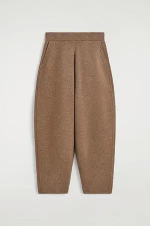 Cos Merino Wool Barrel-leg Pants - Brown