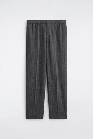 Cos Relaxed Elasticated Pinstriped Trousers - Gray