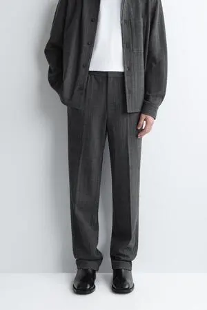 Cos Relaxed Elasticated Pinstriped Trousers - Gray