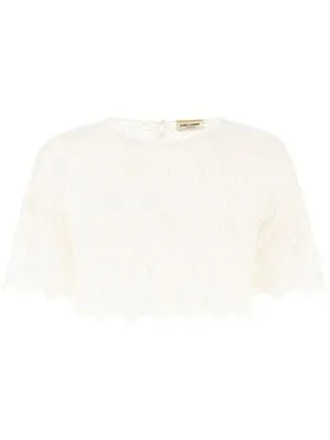 Saint Laurent Lace Blouse - White