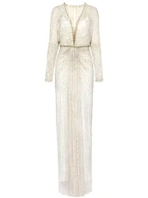 Jenny Packham Nina Embellished Maxi Dress - Neutrals