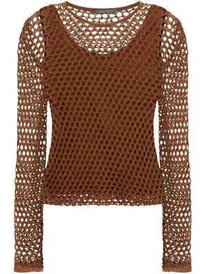 Alberta Ferretti Mesh Long-sleeve Top