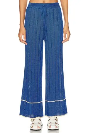 Calle Del Mar Wide Rib Pajama Pant In Royal - Lapis & Butter