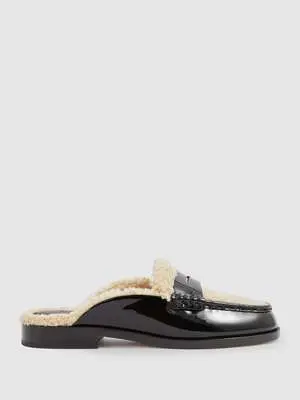 Paige Leather And Shearling Loafer Mules