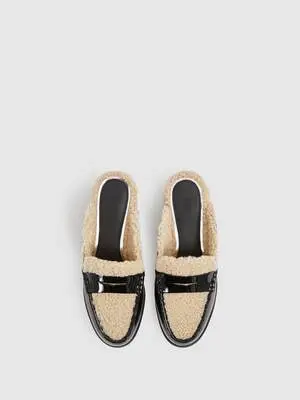 Paige Leather And Shearling Loafer Mules