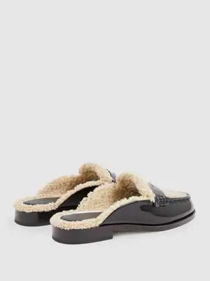 Paige Leather And Shearling Loafer Mules