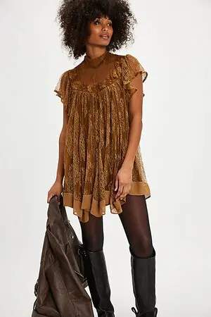knee length dresses for ladies Free People Santiago Embroidered Mini Dress Ivory L main image 0