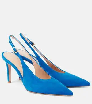 GIANVITO ROSSI Robbie Suede Slingback Pumps - Blue