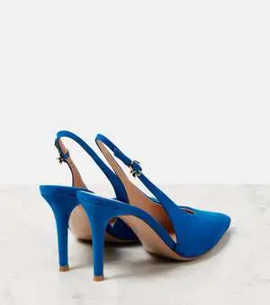 GIANVITO ROSSI Robbie Suede Slingback Pumps - Blue