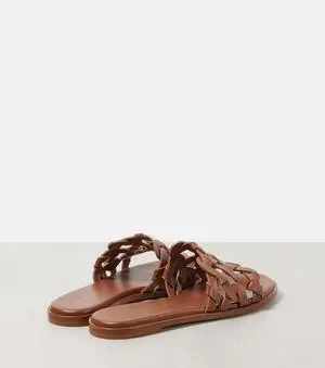 GIANVITO ROSSI Amalfi Leather Slides - Brown