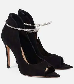 GIANVITO ROSSI Crystal-embellished Peep-toe Pumps