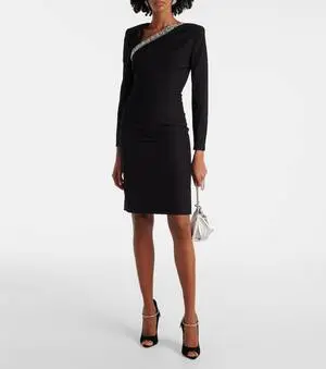 GIANVITO ROSSI Suede Crystal Embellished Peep-toe Pumps - Black