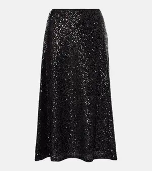 Diane Von Furstenberg Araminta Sequined High-rise Midi Skirt - Black